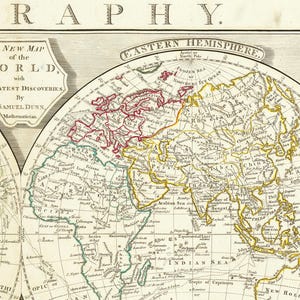 Map of the World 1794. by Cartographer Samuel Dunn, Geography or ...