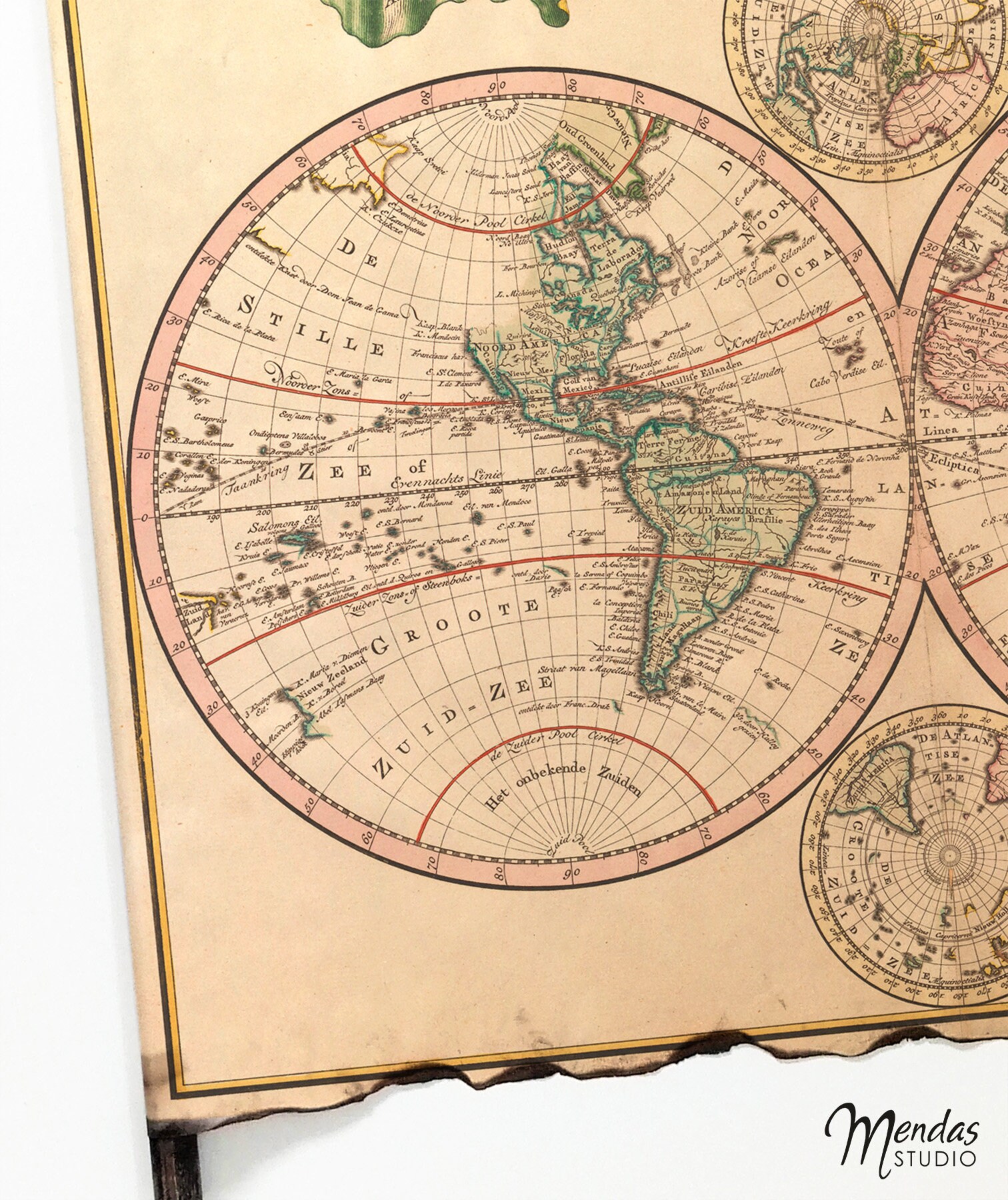 1765 Map of the World, Old World Map, Vintage Double Hemisphere World ...
