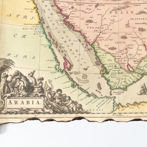 Old Map of Arabia 1661 on Handmade Scroll, Vintage Map of Arabian ...