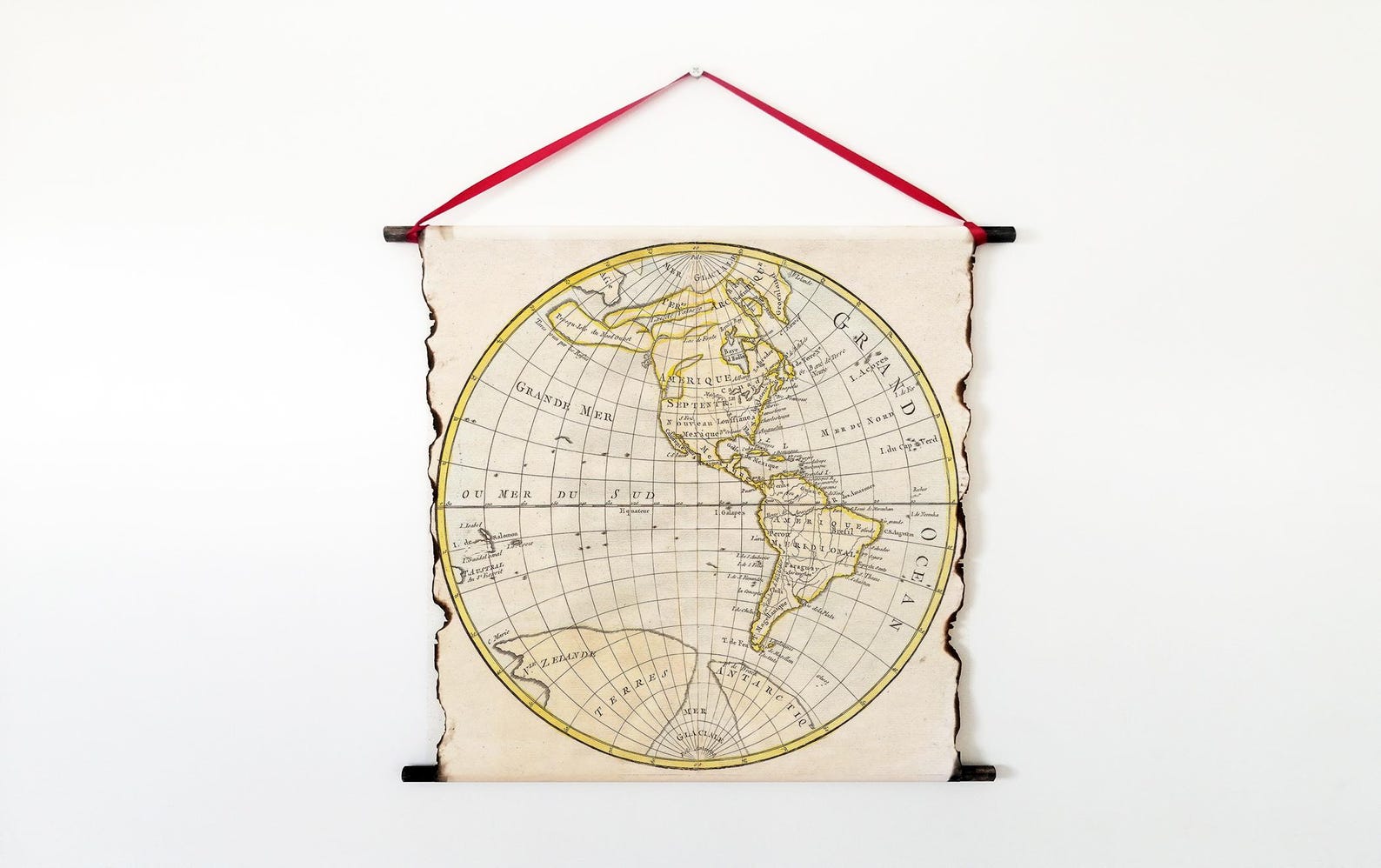 1785 Vintage Map of North America and South America on Handmade Scroll ...