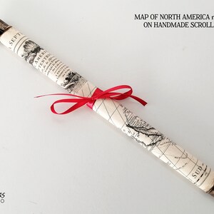 Map of North America 1708. Scroll With Old Map of North America ...