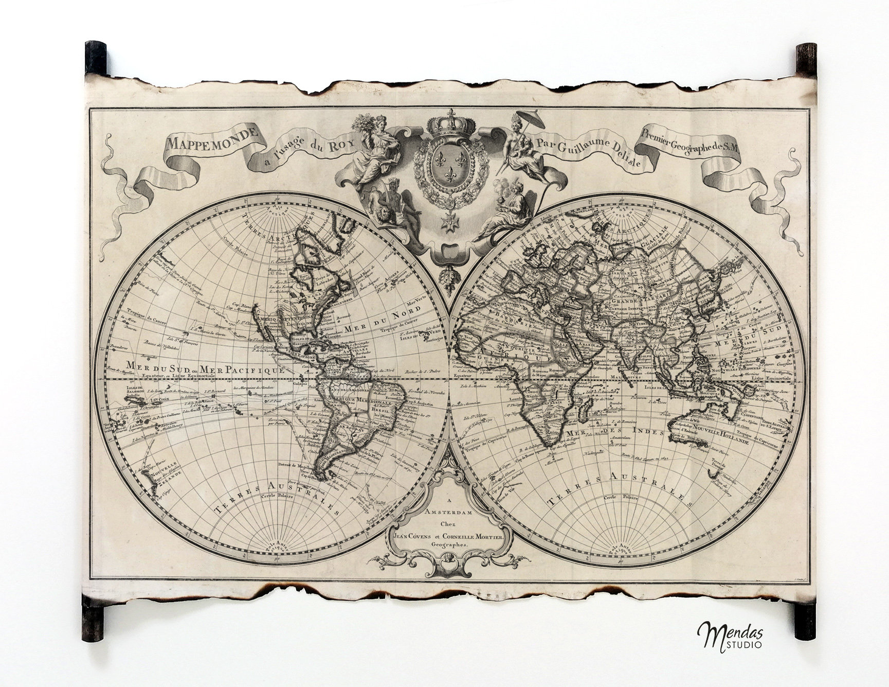 Mapa del Viejo Mundo 1742. Mapa mundial del doble hemisferio - Etsy México