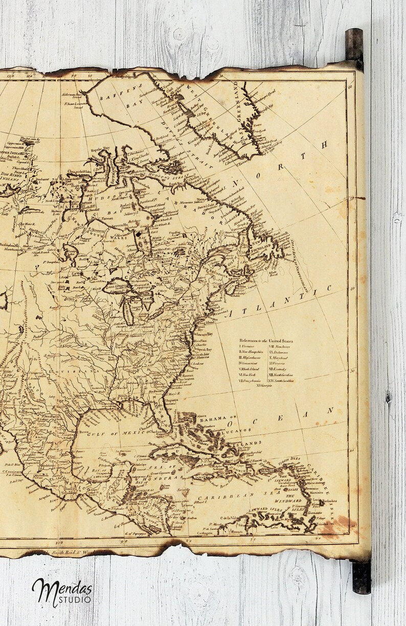 Vintage Map of North America 1795, General Map of North America Drawn ...