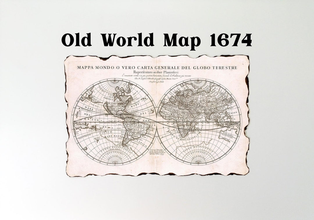 1674 Map of the World by Giacomo Giovanni Rossi, Old World Map 1674 ...