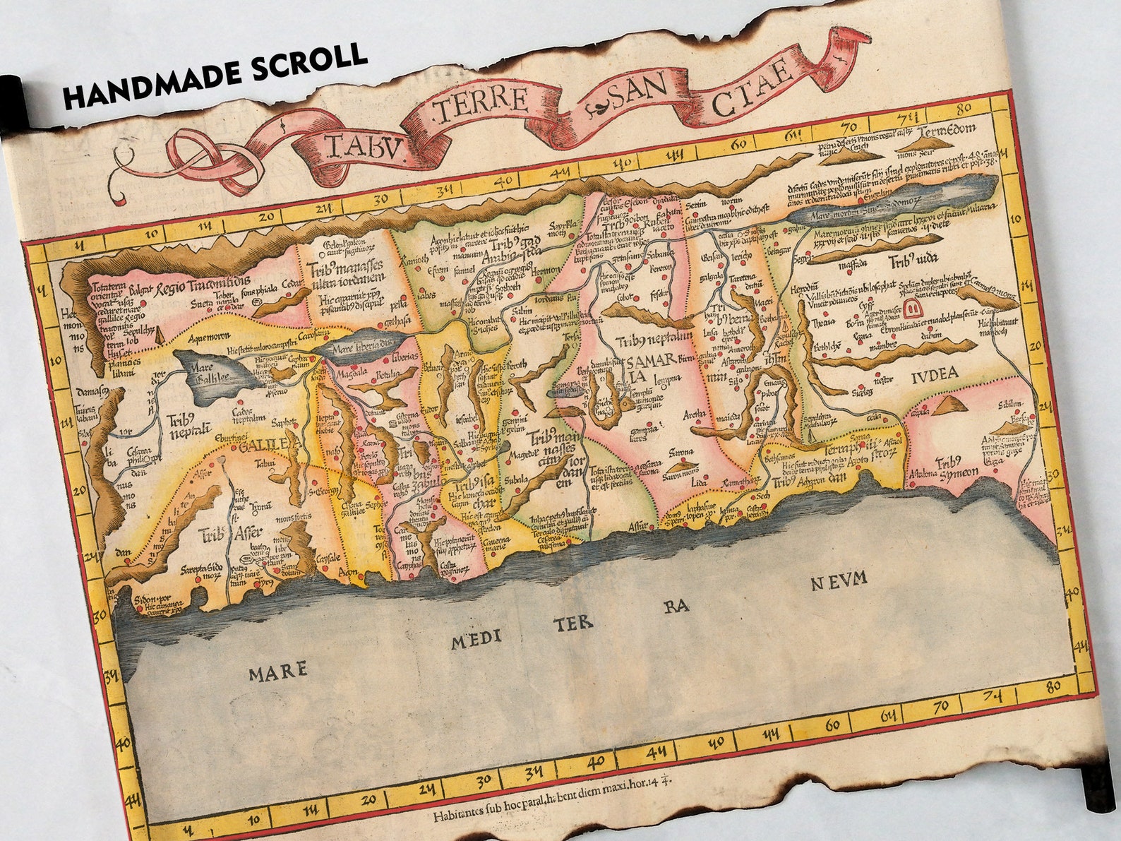 Holy Land Old Map, 1525 Map of the Holy Land by Lorenz Fries, Antique ...