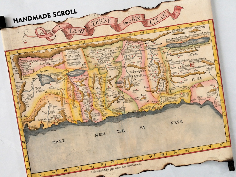 Holy Land Old Map, 1525 Map of the Holy Land by Lorenz Fries, Antique ...