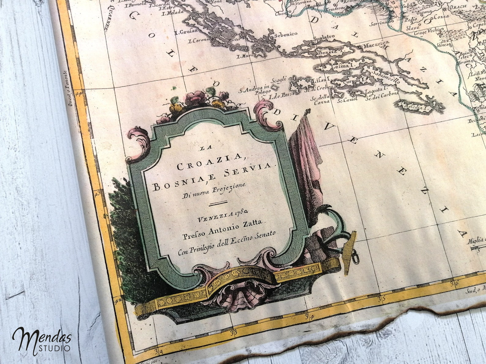 Old Map of Croatia, Bosnia-herzagovenia and Serbia 1782, Handmade ...