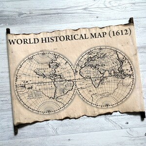 World Historical Map (1612) Scroll, Old World Map, Vintage World Map on ...