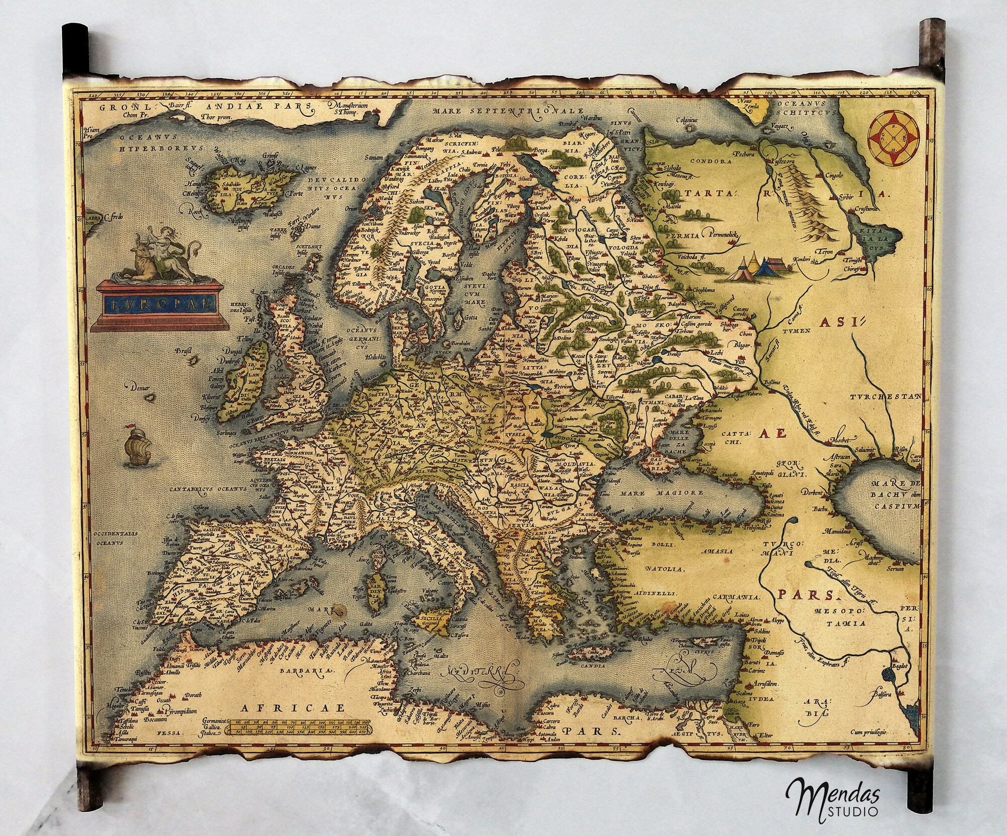 Vintage Map of Europe by Abraham Ortelius 1572 Europa Ortelius, Old Map ...