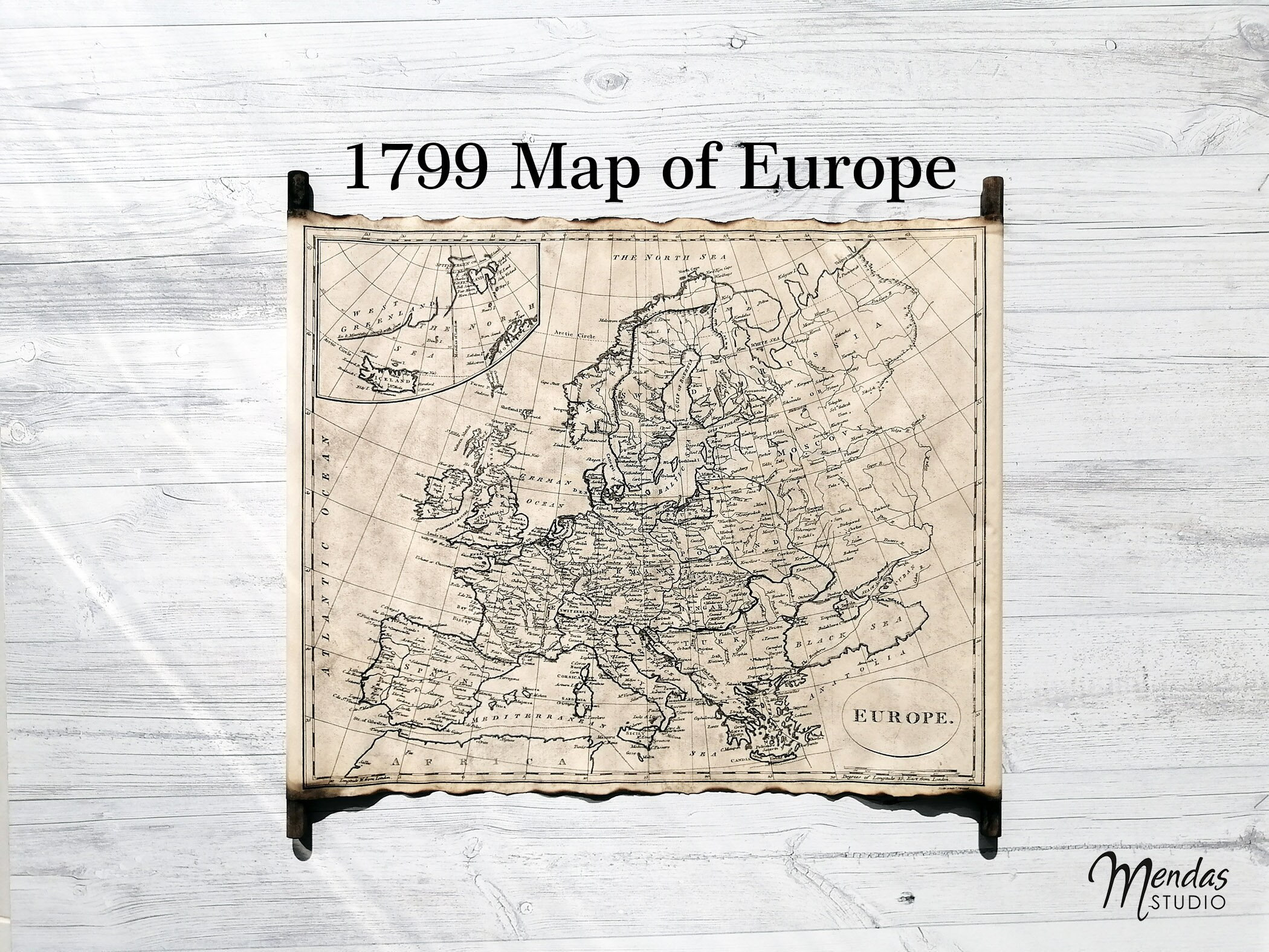 Map of Europe 1799. on Handmade Scroll, 1799 Clement Cruttwell Old Map ...