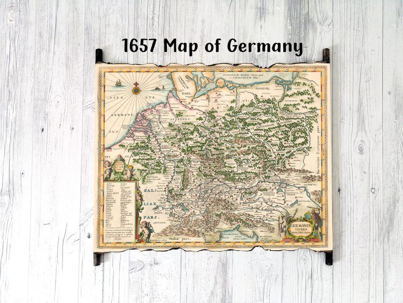 Vintage Germany Map, Ancient Map of Germany 1657 Jansson, Germania Old ...