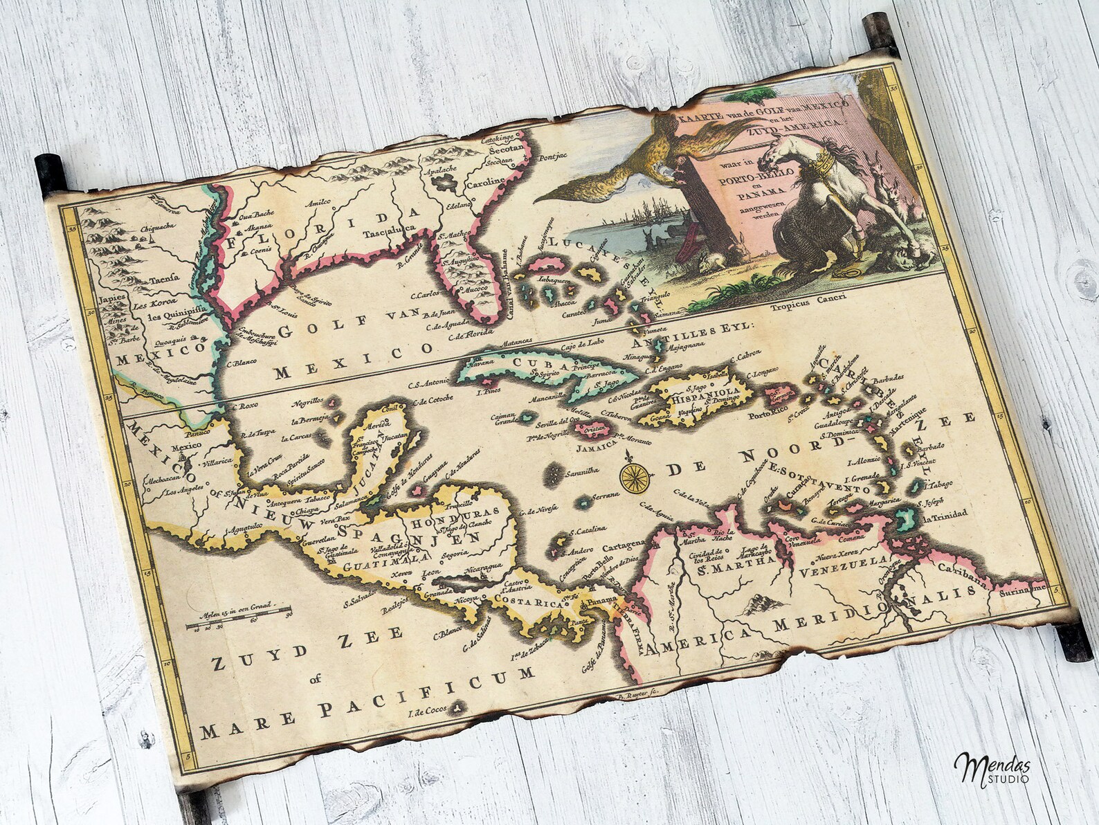 1747 Old Map of Florida, Mexico and the West Indies, the Caribbean ...