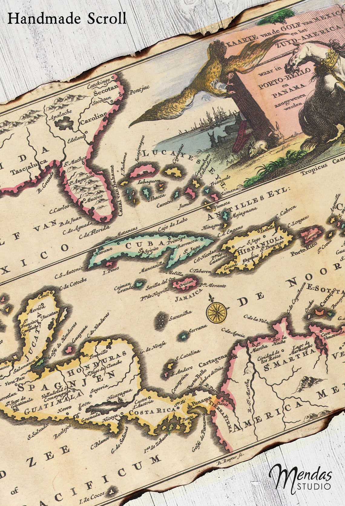 1747 Old Map of Florida, Mexico and the West Indies, the Caribbean ...