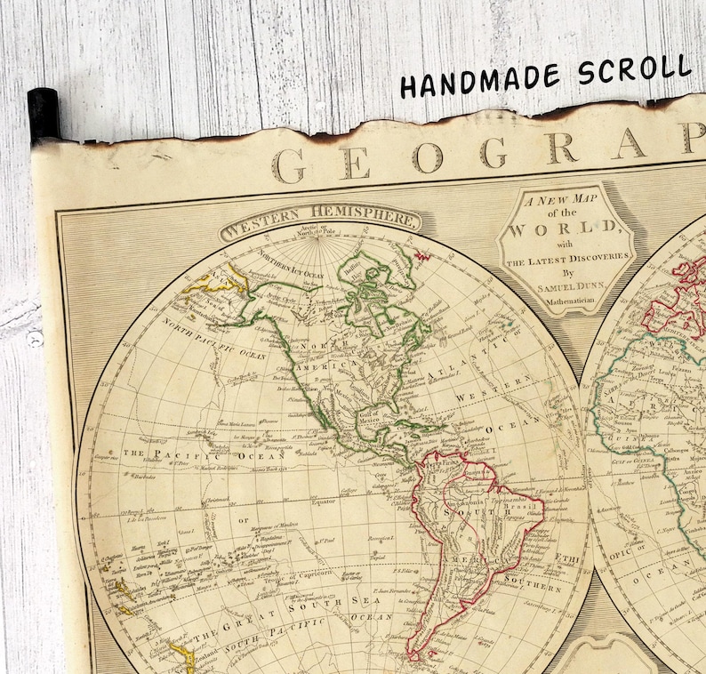 Map of the World 1794. by Cartographer Samuel Dunn, Geography or ...