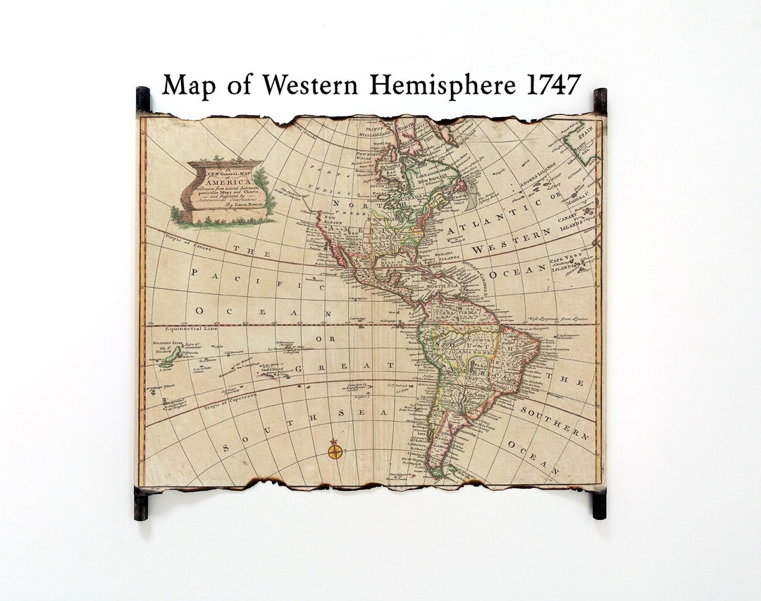 1747 Bowen Map of North America and South America, Antique Map of ...