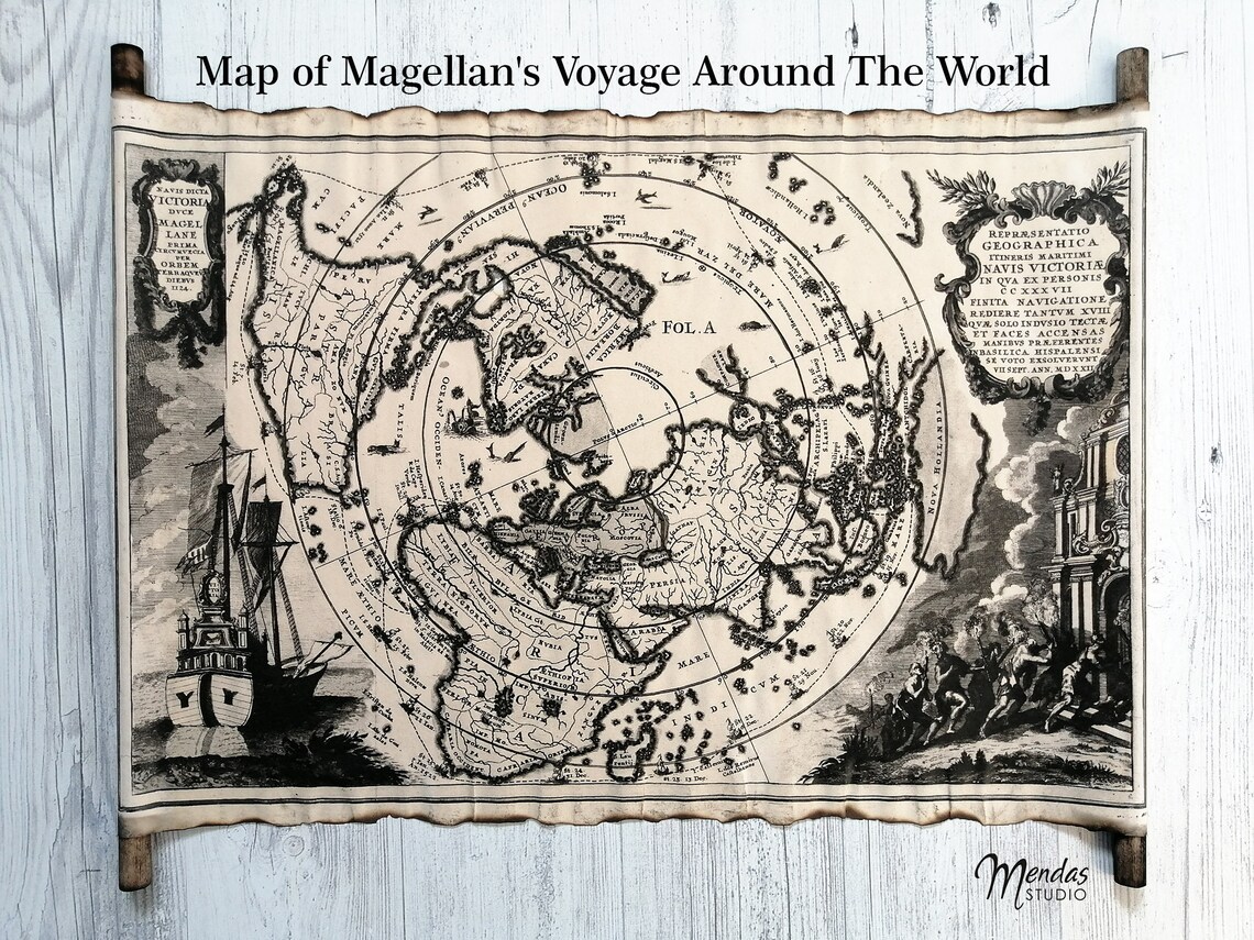 Map of Magellan's Voyage Around the World in 1522, World Map Shows ...