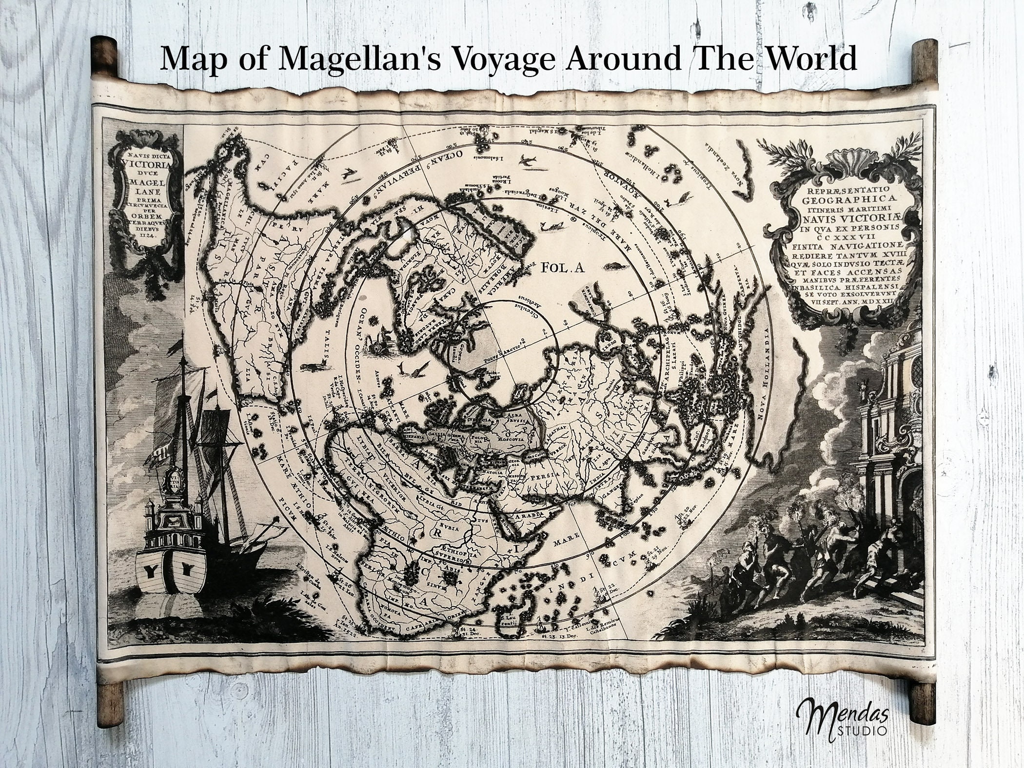 Map of Magellan's Voyage Around the World in 1522, World Map Shows ...