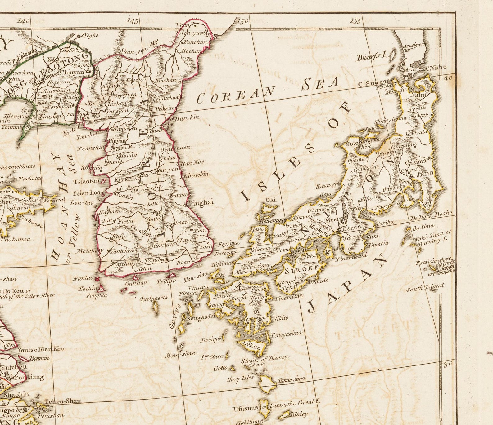 Map of China and Japan 1786 by Cartographer Samuel Dunn, China, Divided ...