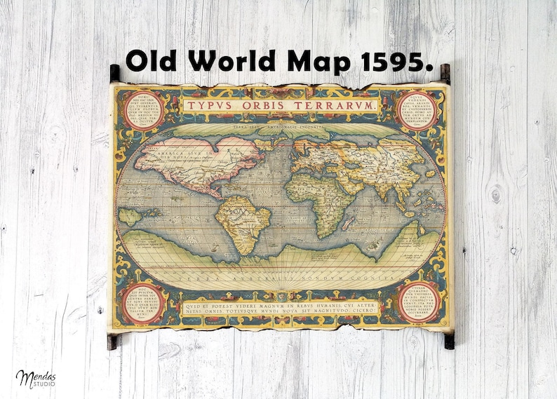 Vintage World Map on Handmade Scroll, Typus Orbis Terrarum Antique ...