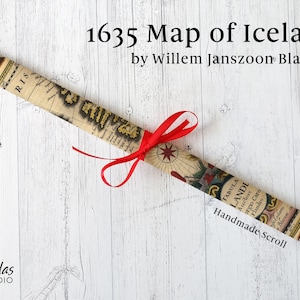 1635 Map of Iceland, Vintage Iceland Map, 17th Century Map by Willem Janszoon Blaeu, Tabula ...