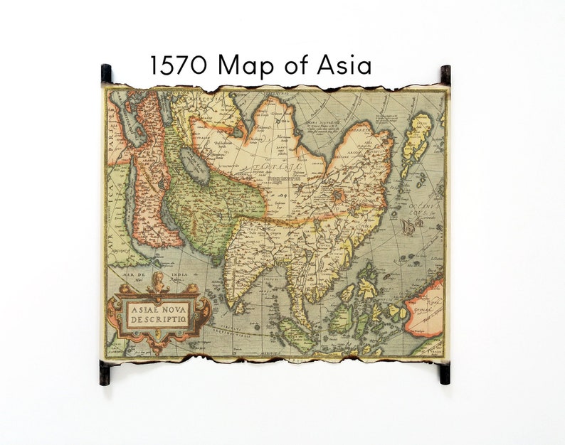 Vintage Map of Asia (1572) by Abraham Ortelius, Old Map of Asia ...