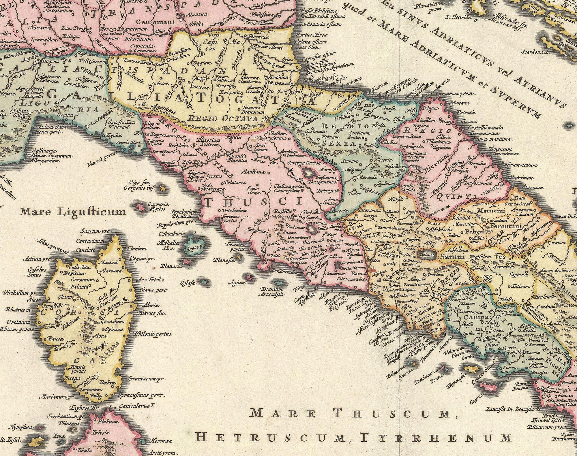 18th Century Map of Ancient Italy, Old Map of Italy, Italiae Antiquae ...