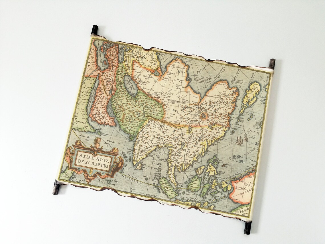 Vintage Map of Asia (1572) by Abraham Ortelius, Old Map of Asia ...