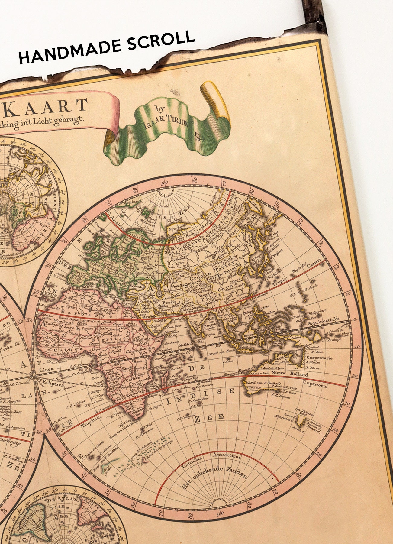 1765 Map of the World, Old World Map, Vintage Double Hemisphere World ...