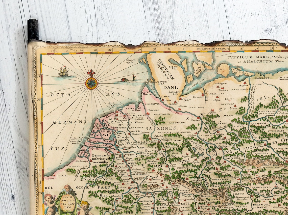 Germany Old Map, 1657 Jansson Map of Germany (germania), Antique Map of ...