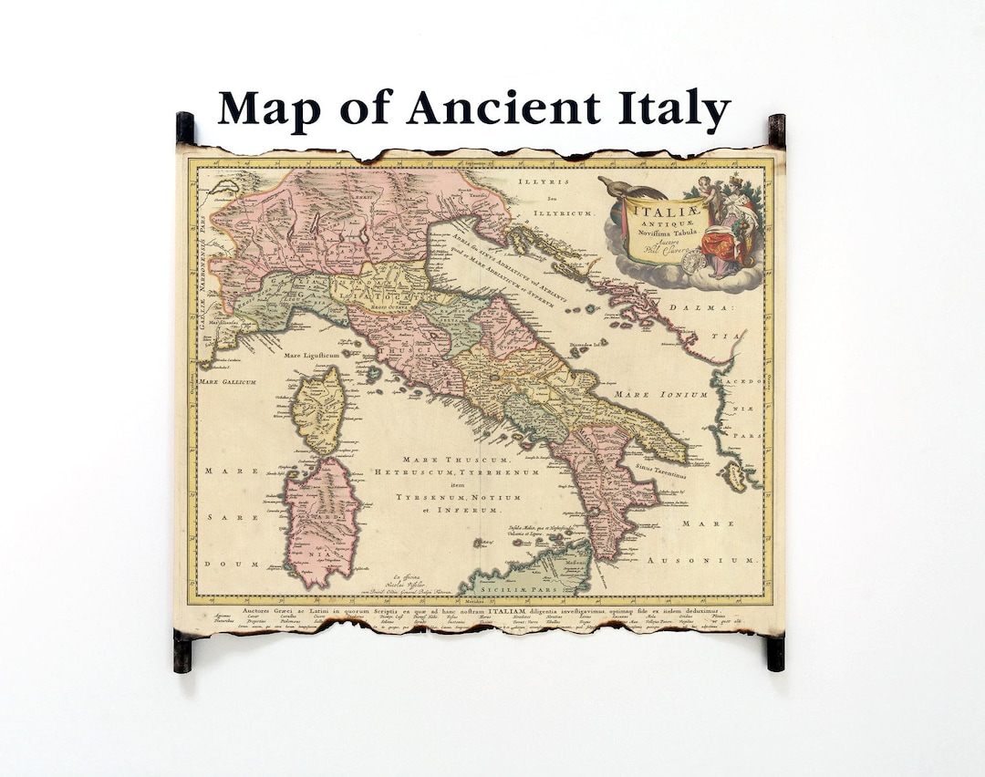 18th Century Map of Ancient Italy, Old Map of Italy, Italiae Antiquae ...