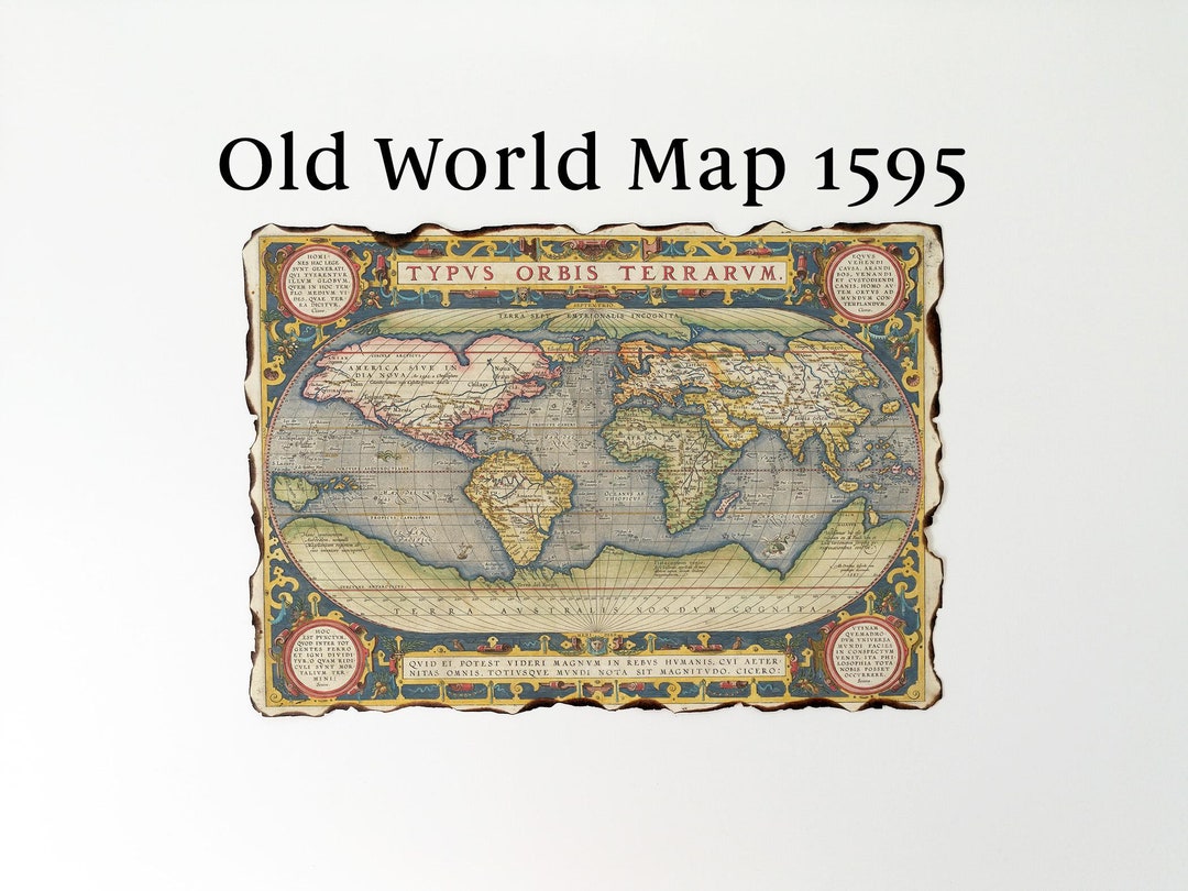 1595 Vintage World Map by Abraham Ortelius, Theatrum Orbis Terrarum ...