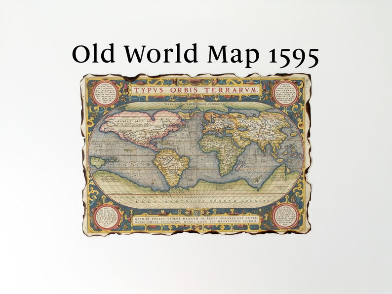 1595 Vintage World Map by Abraham Ortelius, Theatrum Orbis Terrarum ...