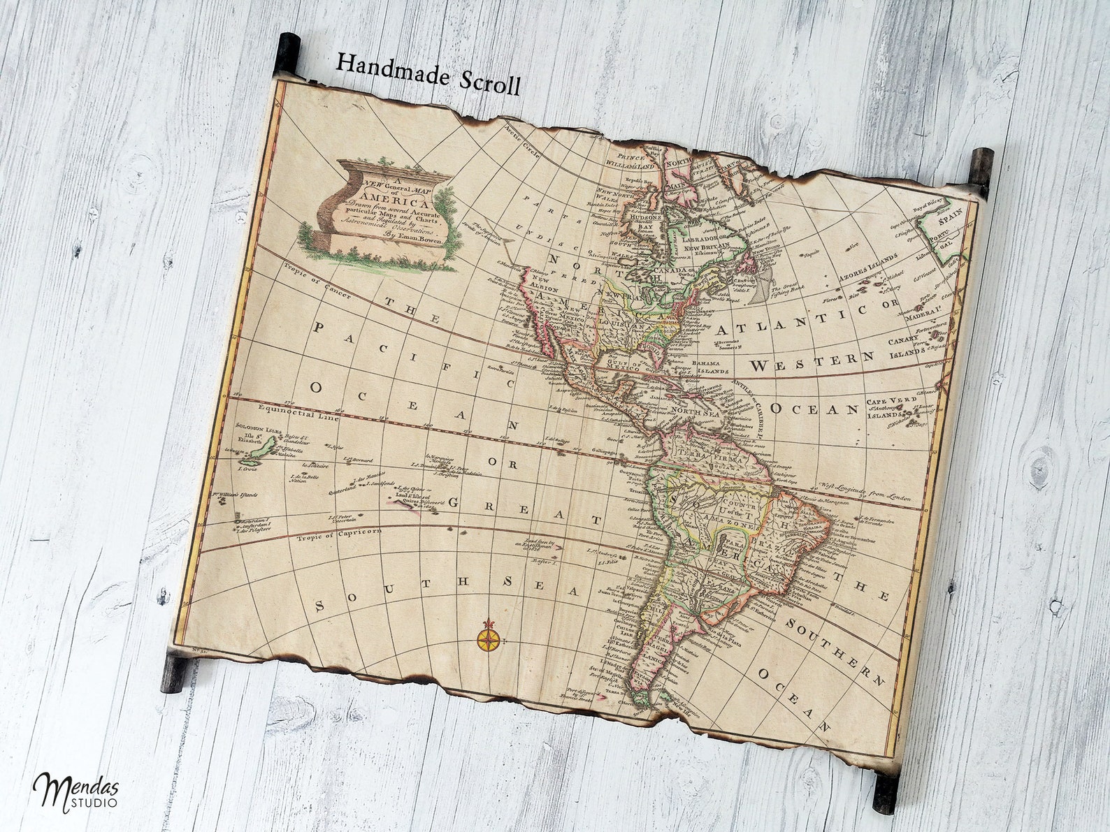 1747 Bowen Map of North America and South America, Antique Map of ...