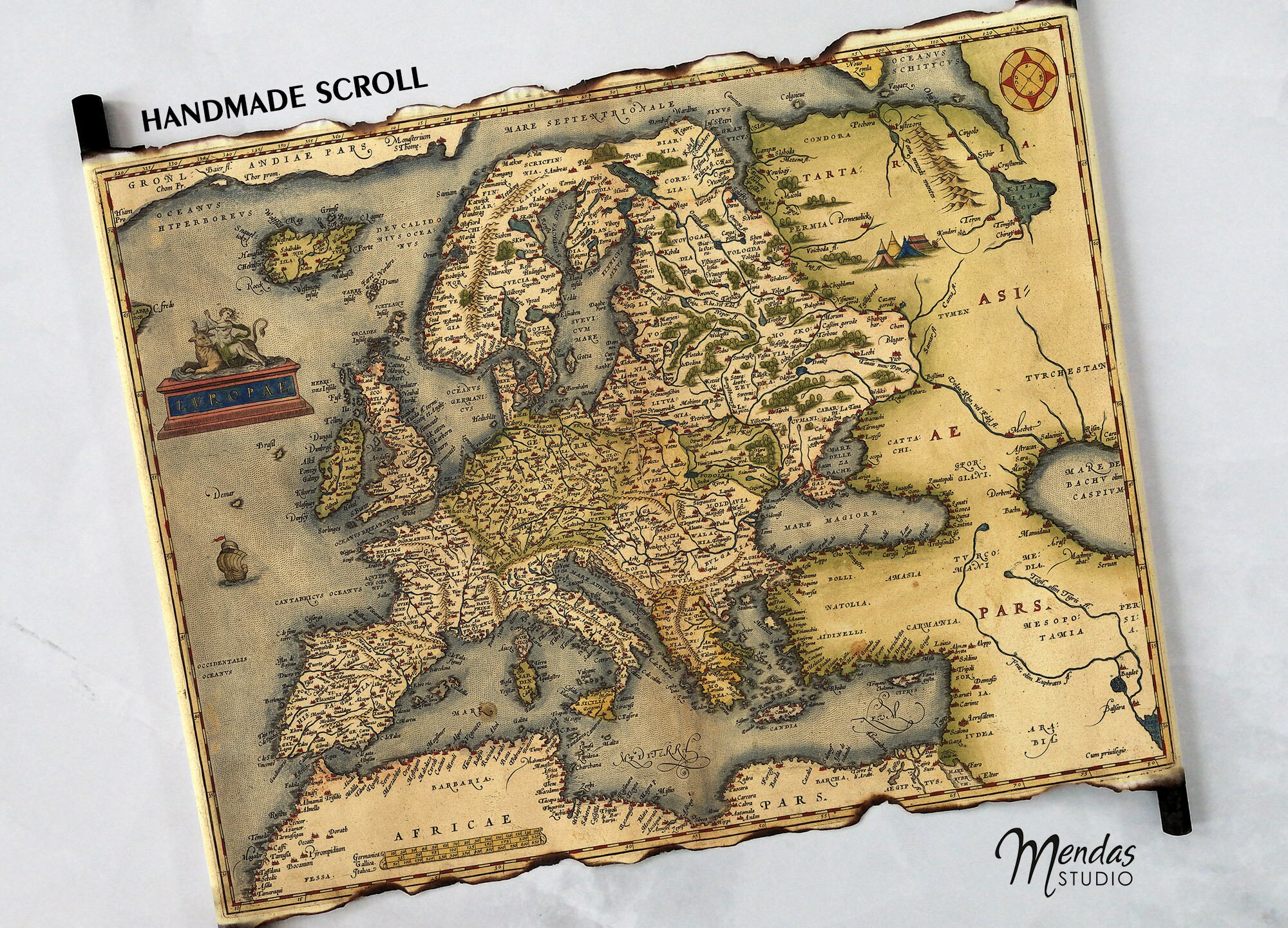 Vintage Map of Europe by Abraham Ortelius 1572 Europa Ortelius, Old Map ...