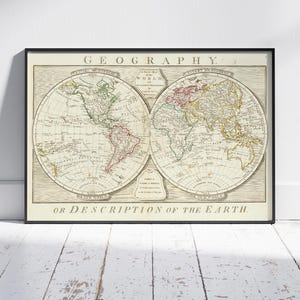 Map of the World 1794. by Cartographer Samuel Dunn, Geography or ...