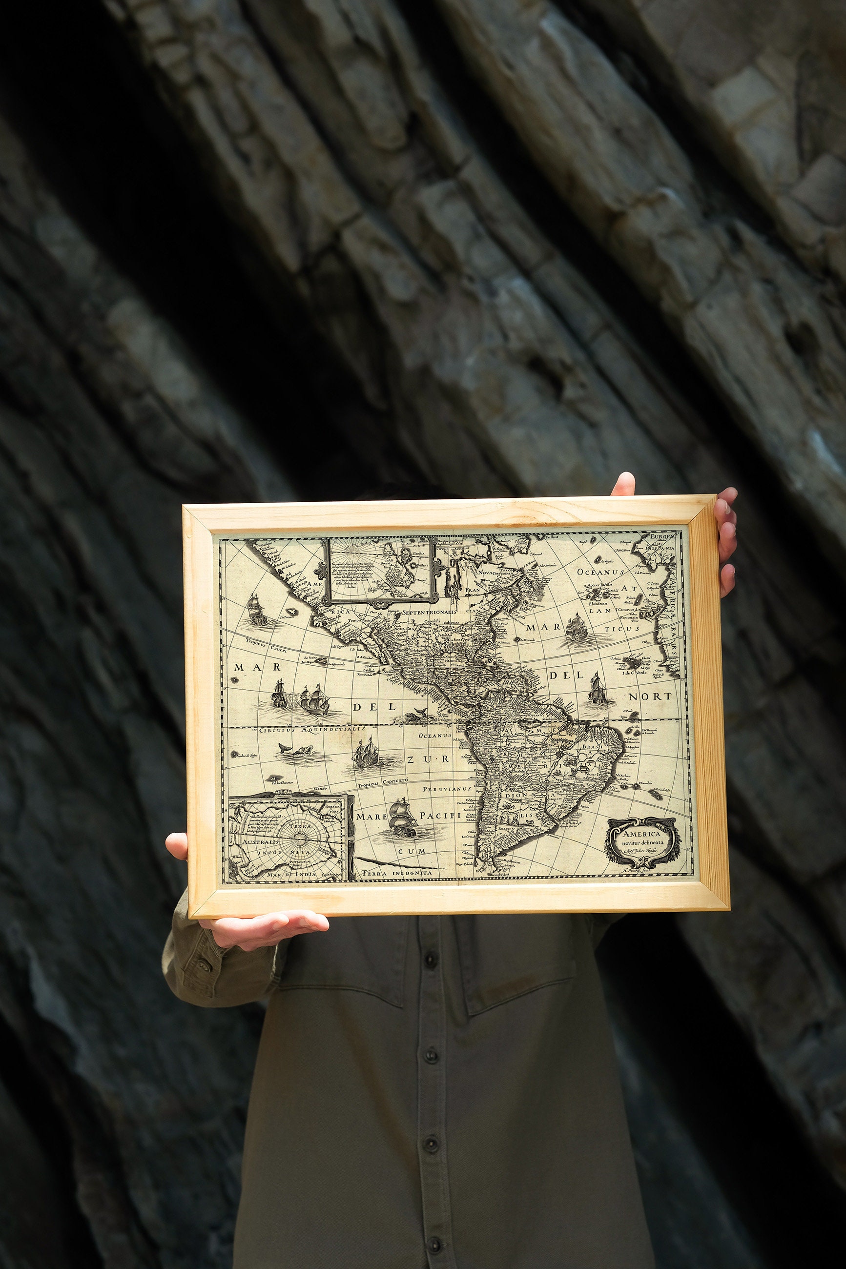 17th Century Map of the Americas, Old Map of America by Jodocus Hondius ...