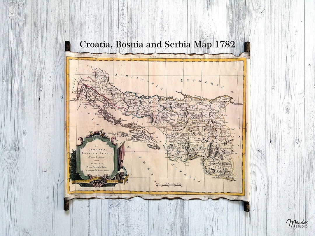Old Map of Croatia, Bosnia-herzagovenia and Serbia 1782, Handmade ...