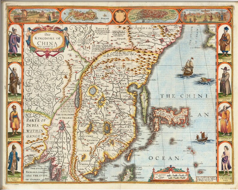 Old Map of China, 1626 the Kingdome of China, Vintage Old Map, the ...