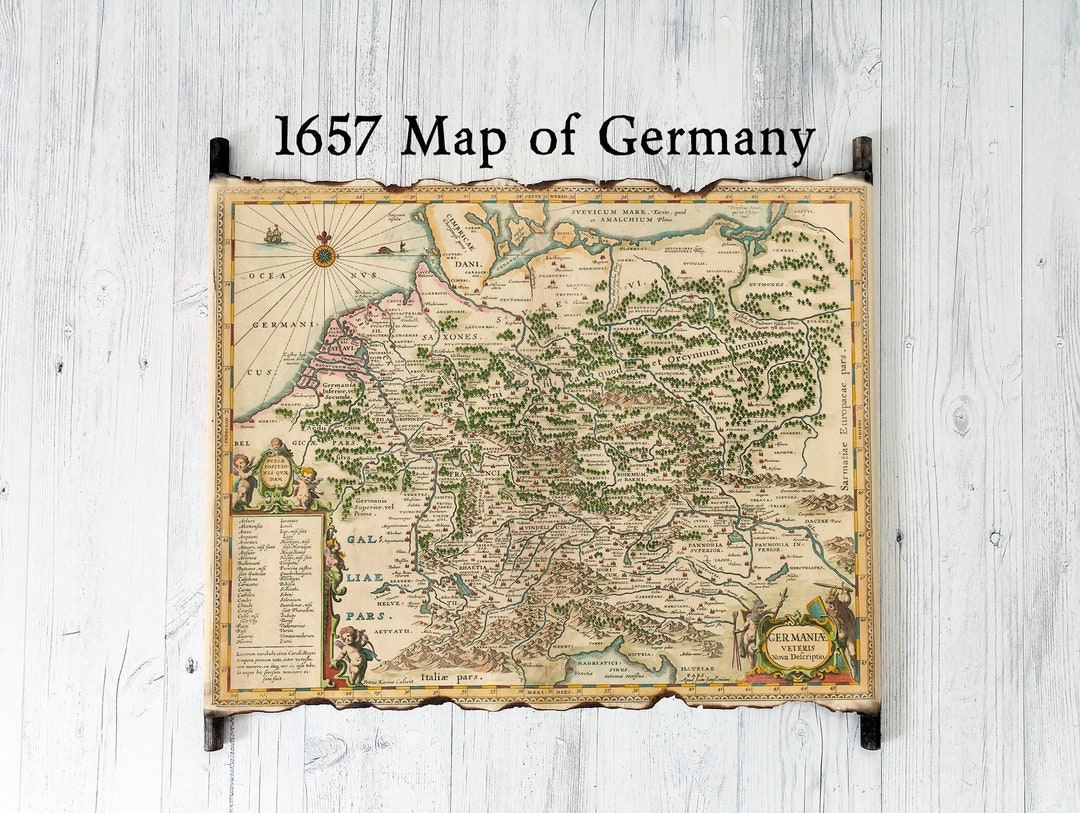 Germany Old Map, 1657 Jansson Map of Germany (germania), Antique Map of ...