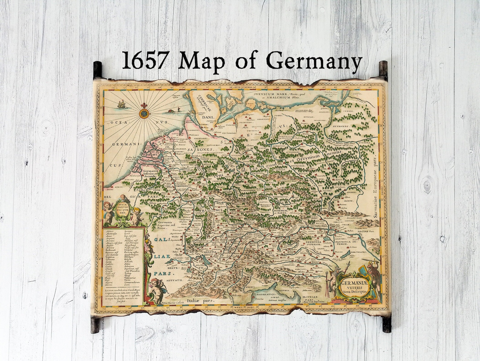 Germany Old Map, 1657 Jansson Map of Germany (germania), Antique Map of ...