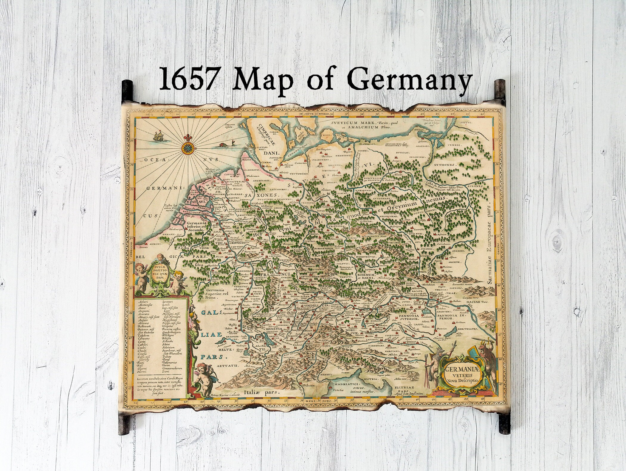 Germany Old Map, 1657 Jansson Map of Germany (germania), Antique Map of ...