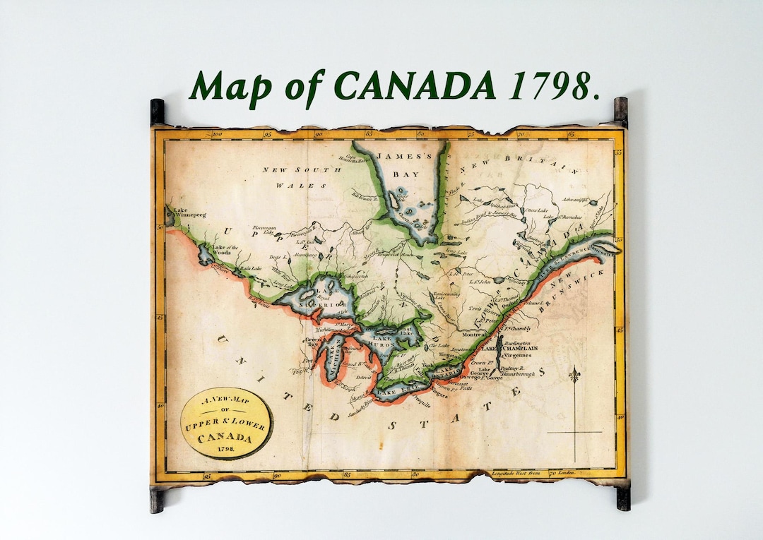 Canada Vintage Map 1798., New Map Upper and Lower Canada 1798, Old Map ...