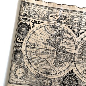 Vintage World Map on Handmade Scroll, Old World Scroll Map, Antique ...