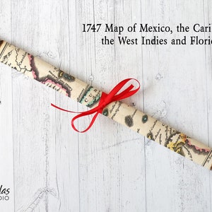 1747 Old Map of Florida, Mexico and the West Indies, the Caribbean ...
