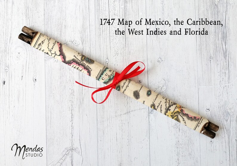 1747 Old Map of Florida, Mexico and the West Indies, the Caribbean ...