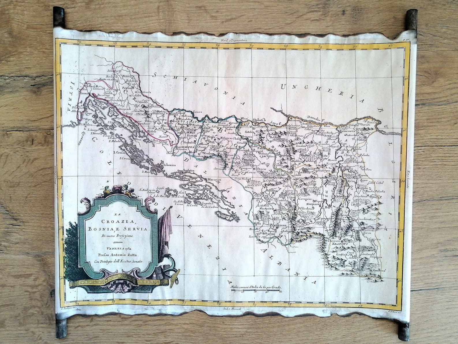 Old Map of Croatia, Bosnia-herzagovenia and Serbia 1782, Handmade ...