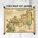 1740 Map of Japan on Handmade Scroll, Japan Old Map, Ancient Map of ...