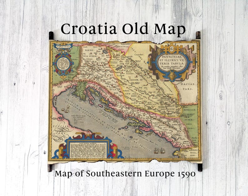 Map of Pannonia and Illyria 1590, Old Map of Southeastern Europe ...