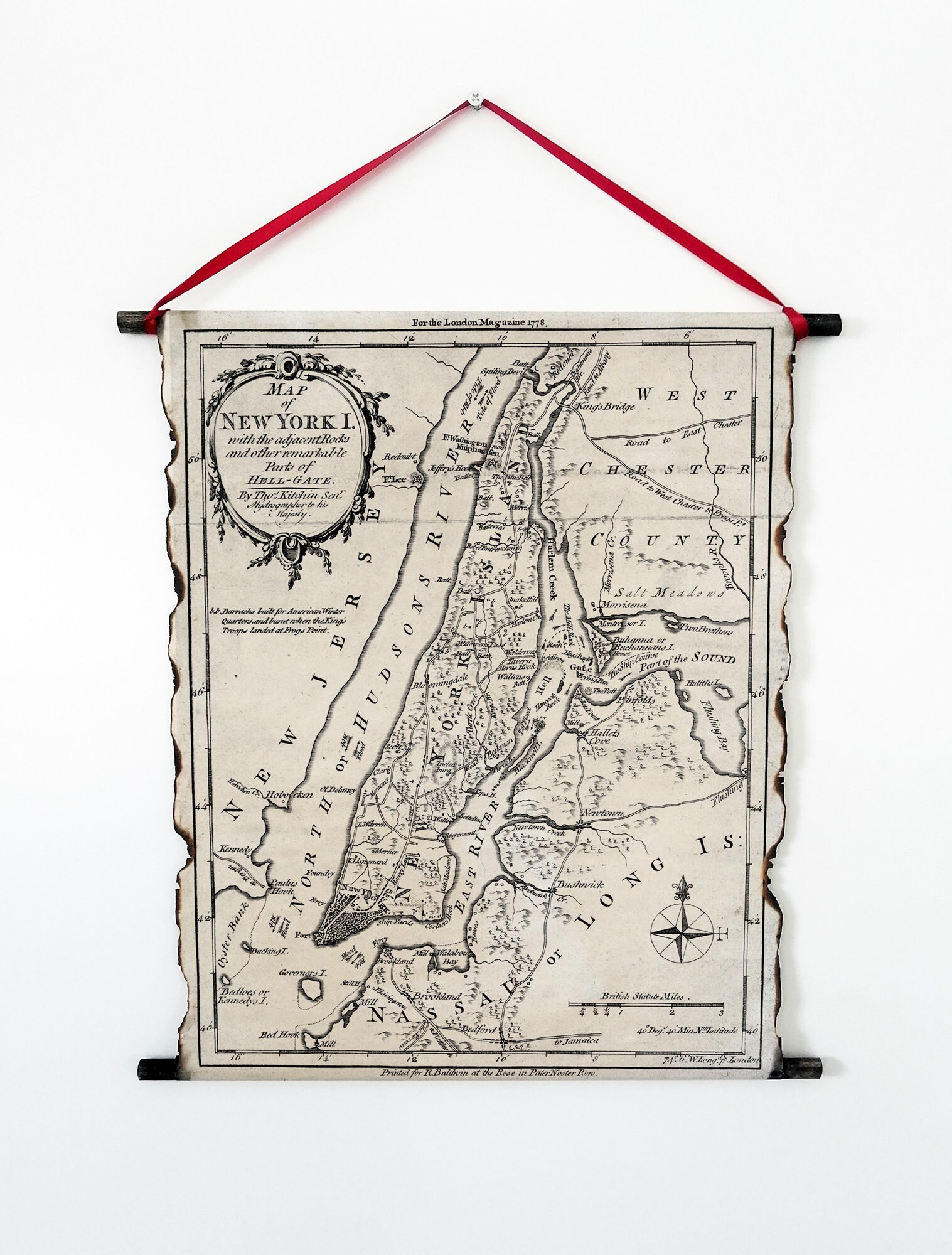 NEW YORK Old Map 1778 Scroll Poster, Revolutionary War-era Map of ...