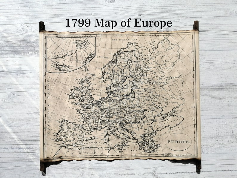 Map of Europe 1799. on Handmade Scroll, 1799 Clement Cruttwell Old Map ...